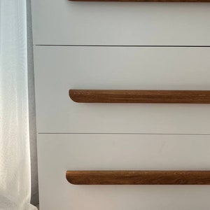 Long Cabinet Knobs, Line Wooden Handles, Solid Oak, Long Minimalist ...