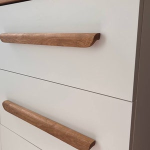 Long Cabinet Knobs, Line Wooden Handles, Solid Oak, Long Minimalist ...