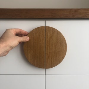 Half Moon Wood Handle for Your Cabinet, Solid Oak Drawer Knob, Large ...