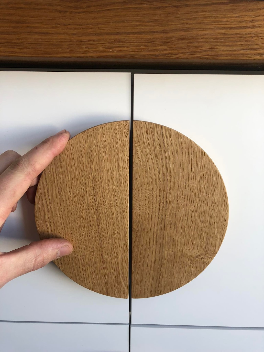 Cabinet Knobs,half Moon Wood Handle for Your Cabinet, Solid Oak Drawer ...