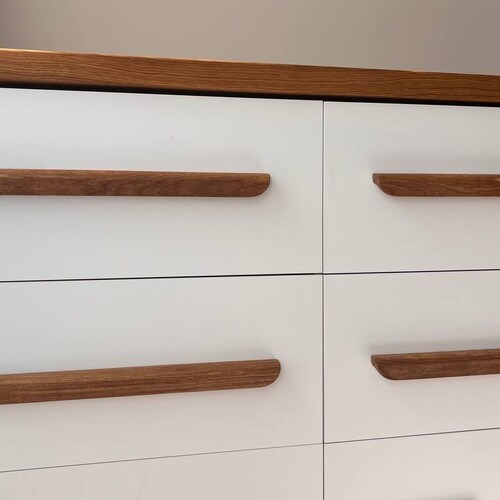Line Wooden Handles/solid Oak Cabinet Pulls/wood Drawer - Etsy
