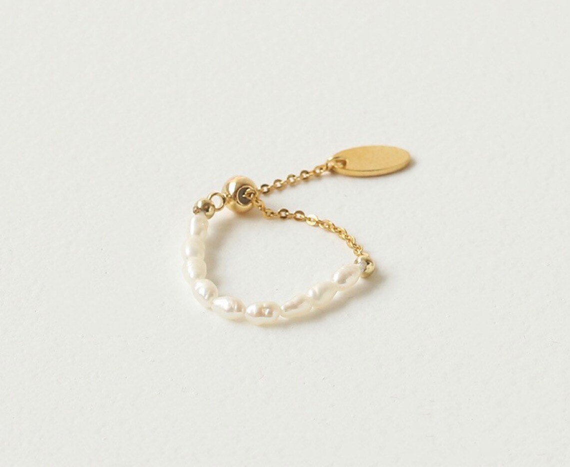 Adjustable Pearl Gold Chain Ring Fashion Jewelry Stacking - Etsy