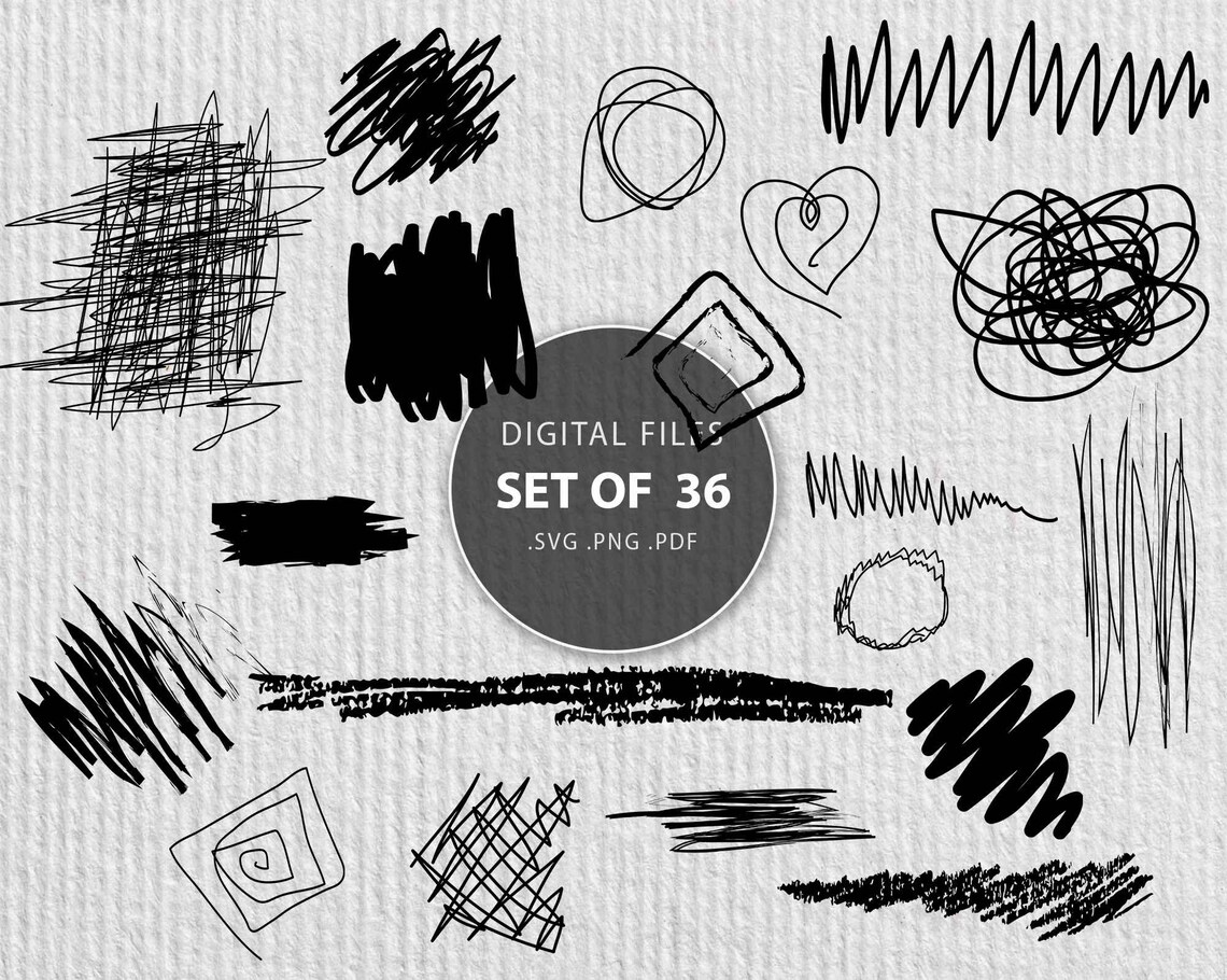 Scribbles Svg Bundle, Scratch Svg Kit, Outline, Sketches, Hand ...