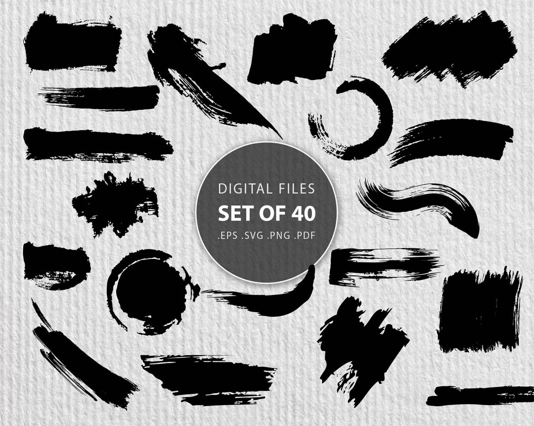 Brush Stroke Svg, Brush Files Bundle, Stroke Bristle Svg Kit, Outline ...