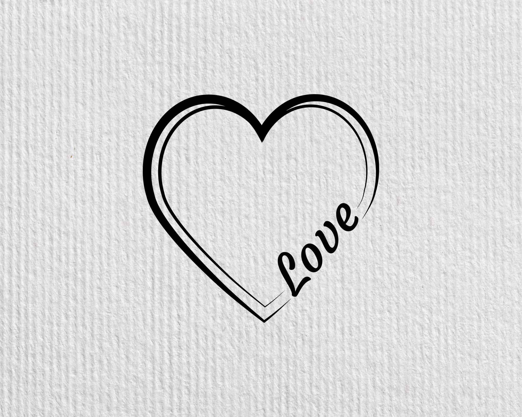 Heart With Text Love File, Hand Drawing Heart Shapes, Love SVG, Red ...