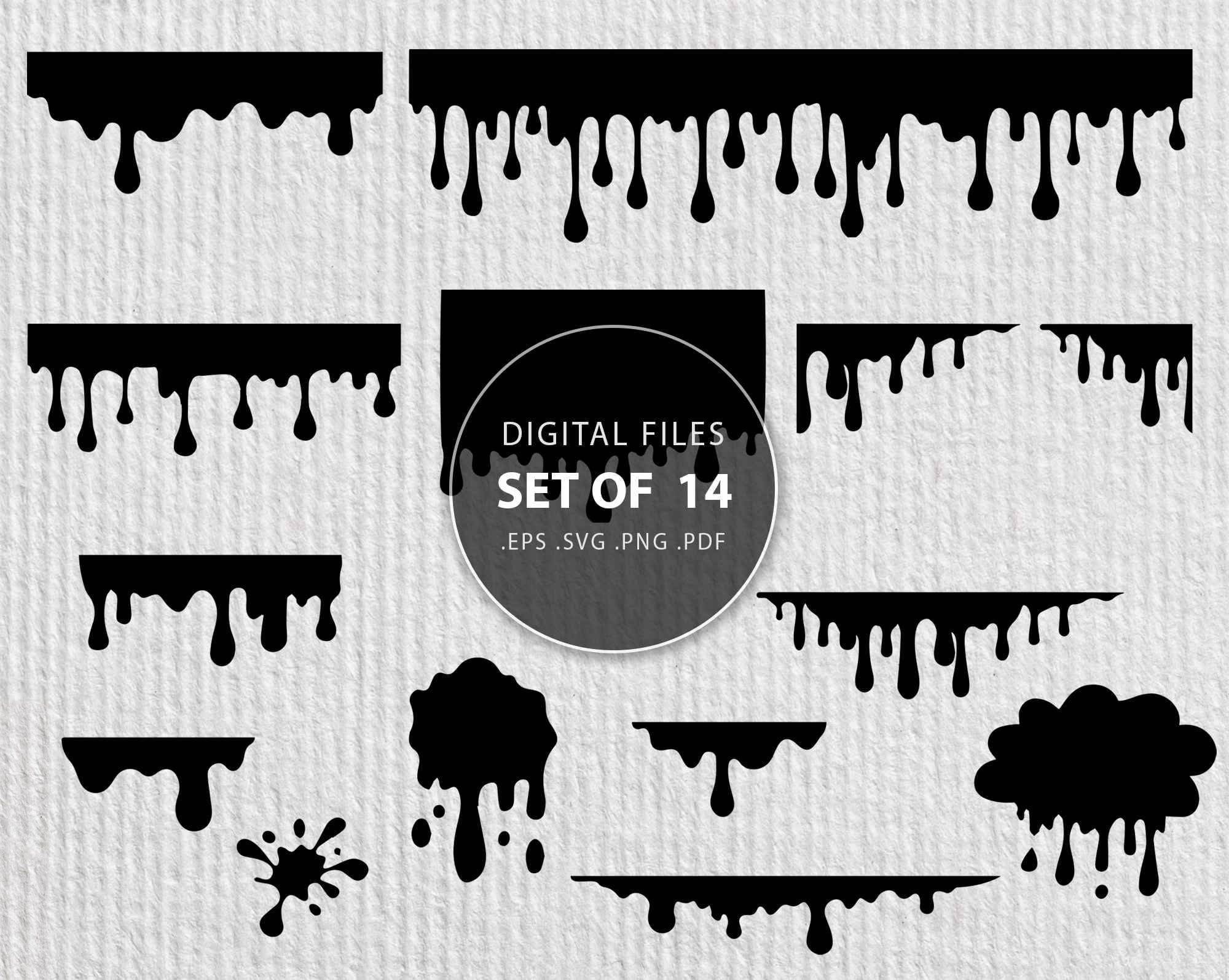 Blood Splatter Svg, Dripping Blots Bundle Files, Hand Drawing Drops ...