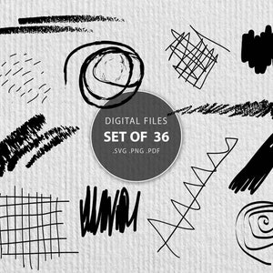 Scribbles Svg Bundle, Scratch Svg Kit, Outline, Sketches, Hand ...