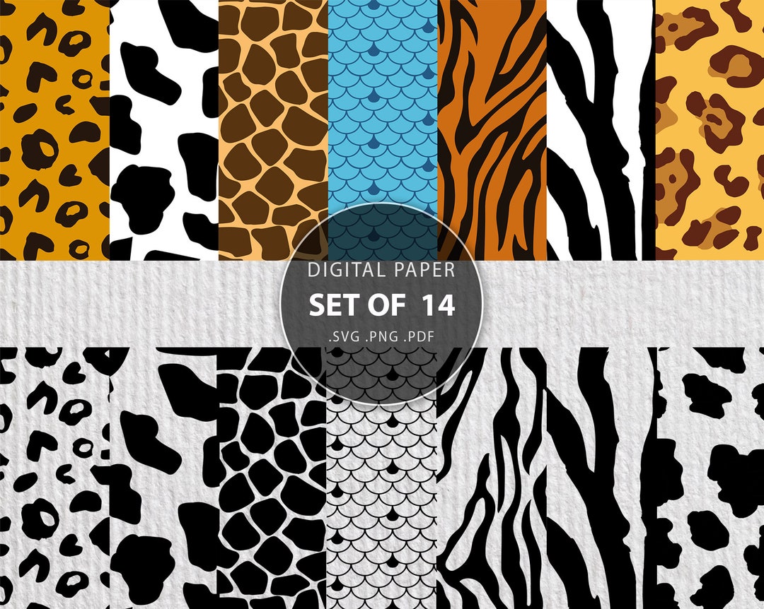 Animal Print Bundle Svg, Animal Pattern Set, Leopard, Fish, Zebra, Cow ...