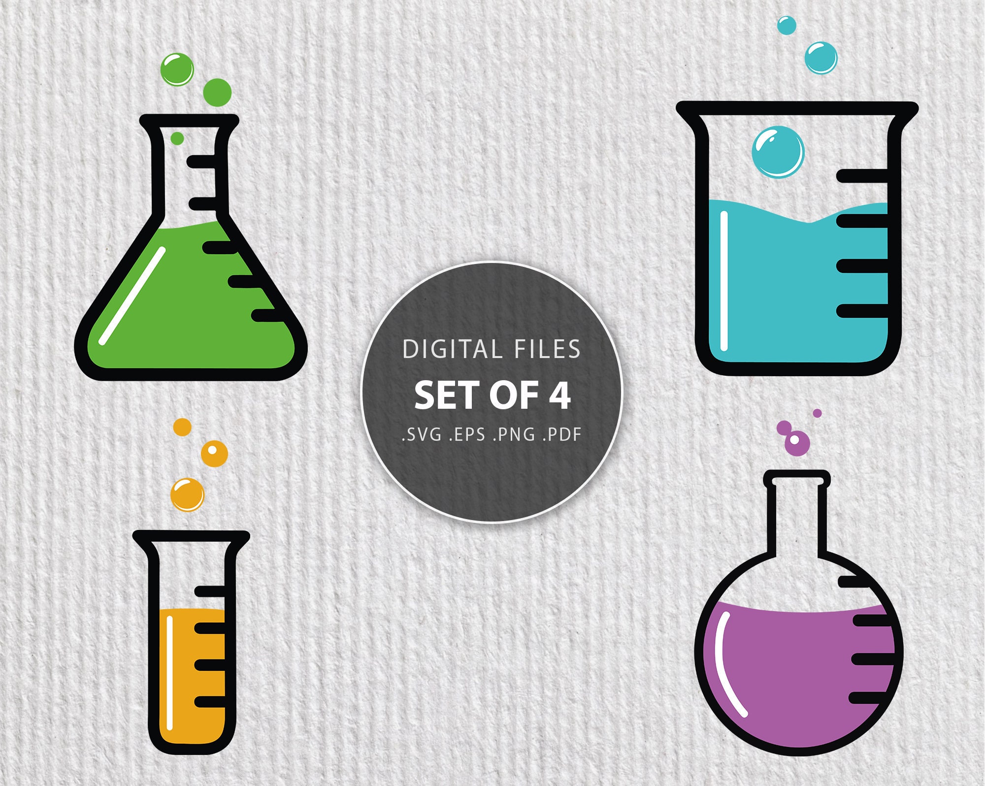 Chemistry Svg, Chemistry Stencil, Glass Flask Svg Bundle, Beaker Kit ...