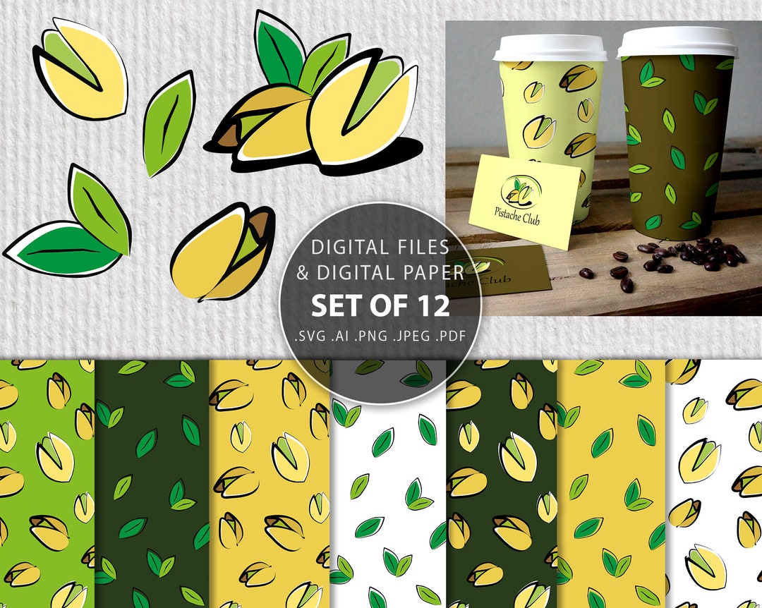 Pistachio Svg Clipart, Pistachios Pattern, Pistache Digital Paper ...