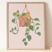 Ginger Cat Art Print, Ginger Cat Plant Print Art, House Plant Cat Art ...