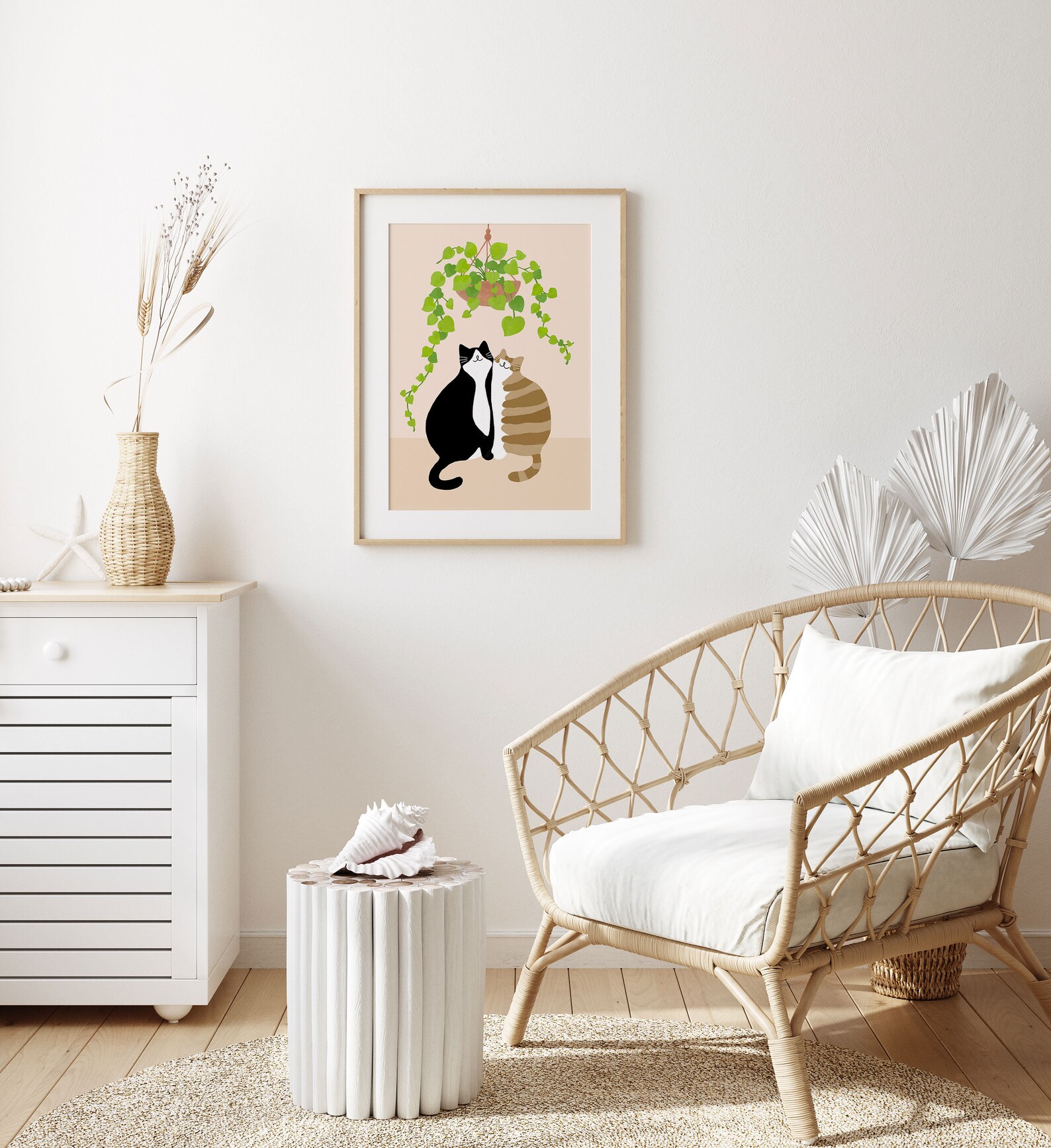 Tan Tabby Cat Art Print Tuxedo Cat Wall Art Cat Couple Cat - Etsy