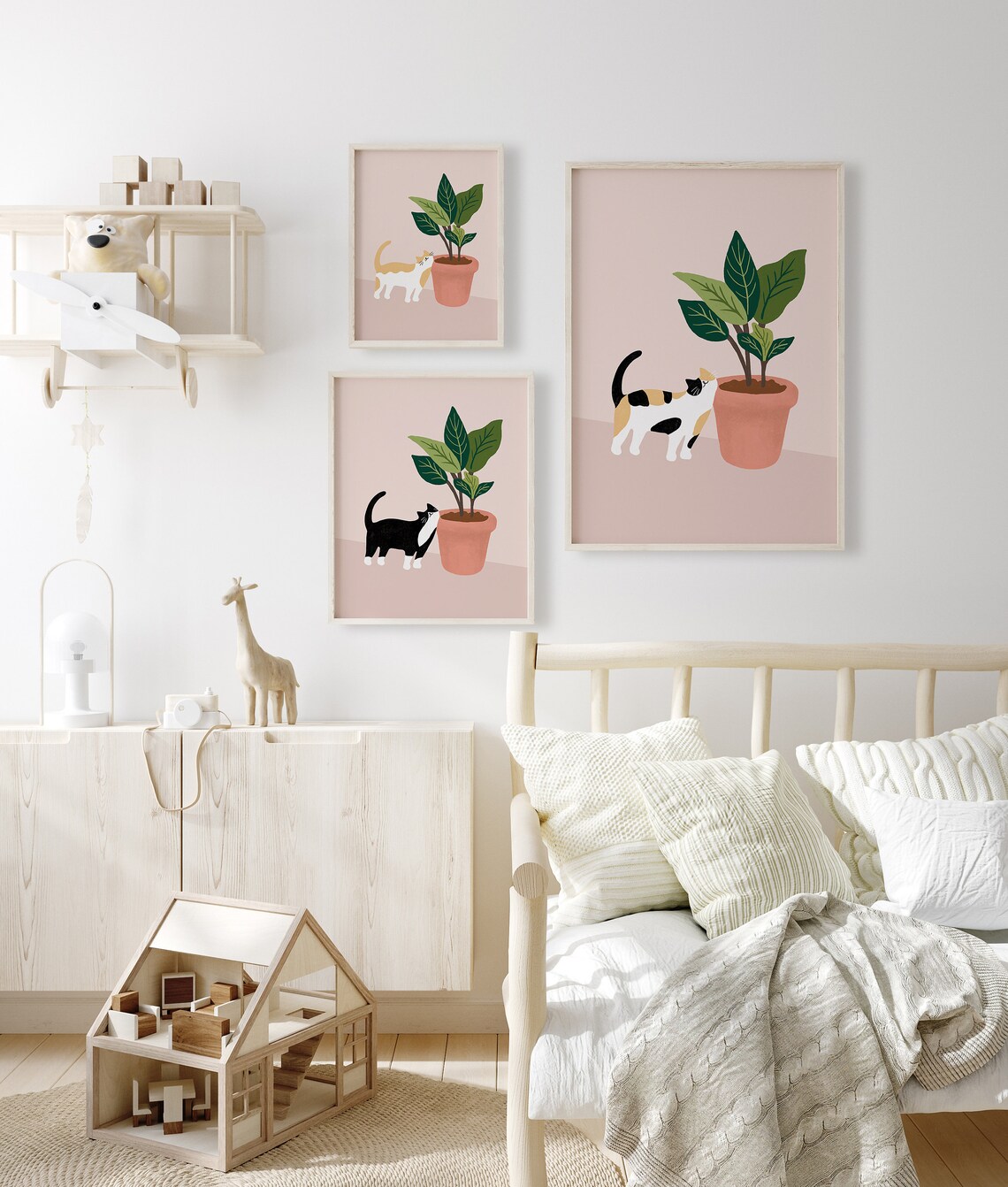 Calico Cat Poster Cat Plant Print Digital Download Cat - Etsy