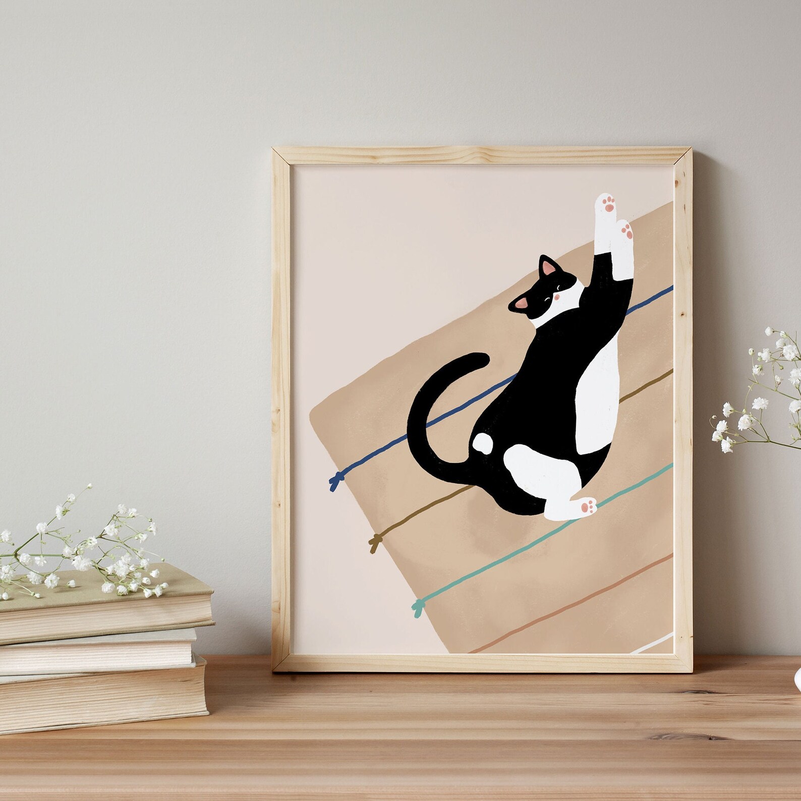 Tuxedo Cat Print, Kitty Nursery, Black and White Cat Digital Download ...