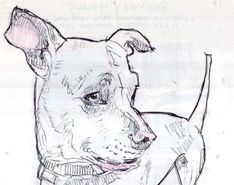 Blue Dog Ink Drawing - Etsy