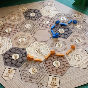3-4 Player Custom Hex Tile Game Board - Natural Veneer Plus ...
