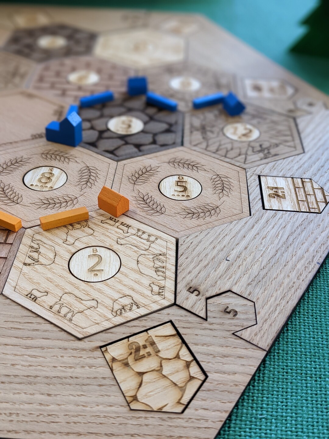 3-4 Player Custom Hex Tile Game Board - Natural Veneer Plus ...