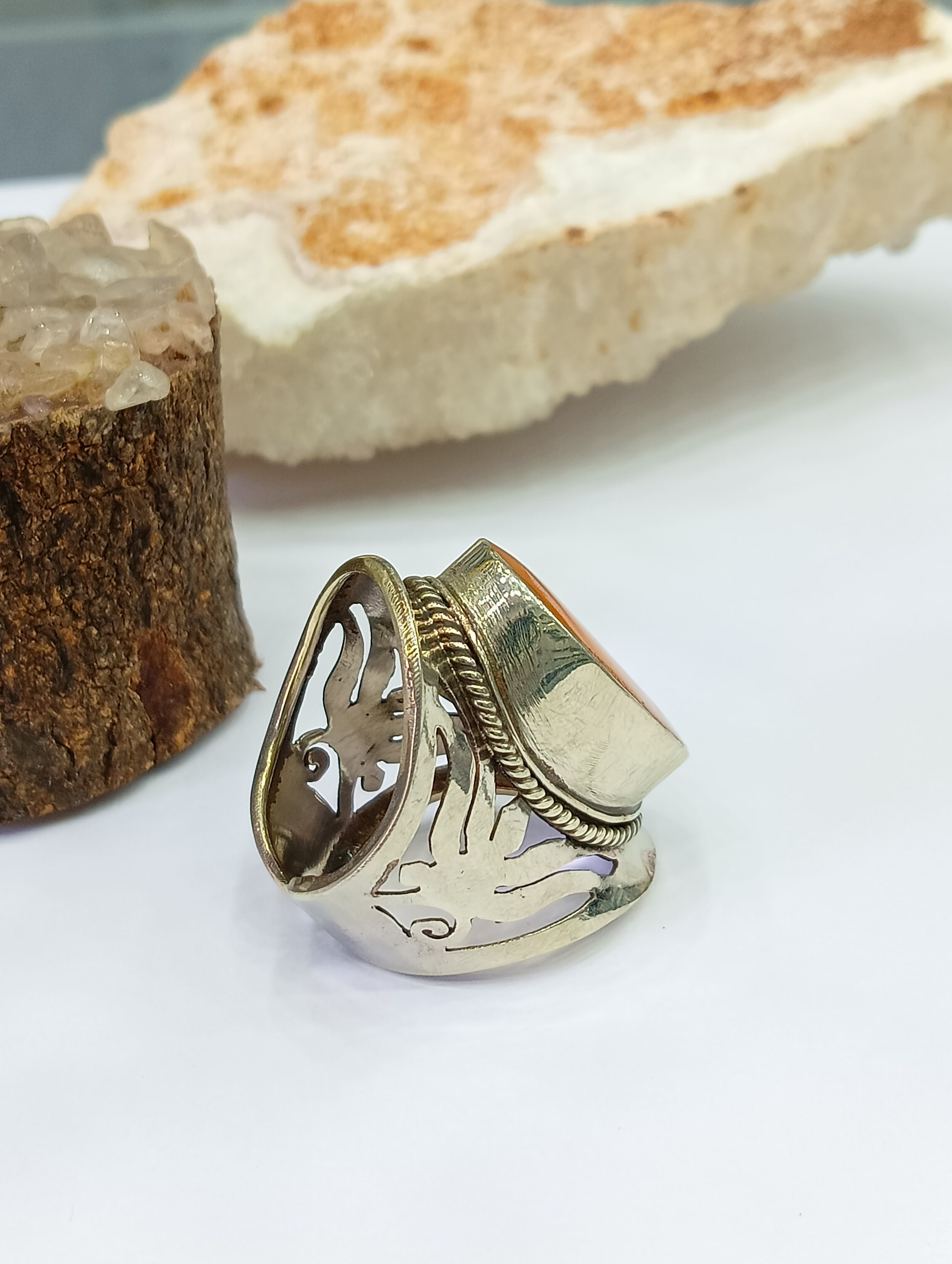 Huge Amber Rings Ethnic Nepali Jewelry Large Stone Rings - Etsy