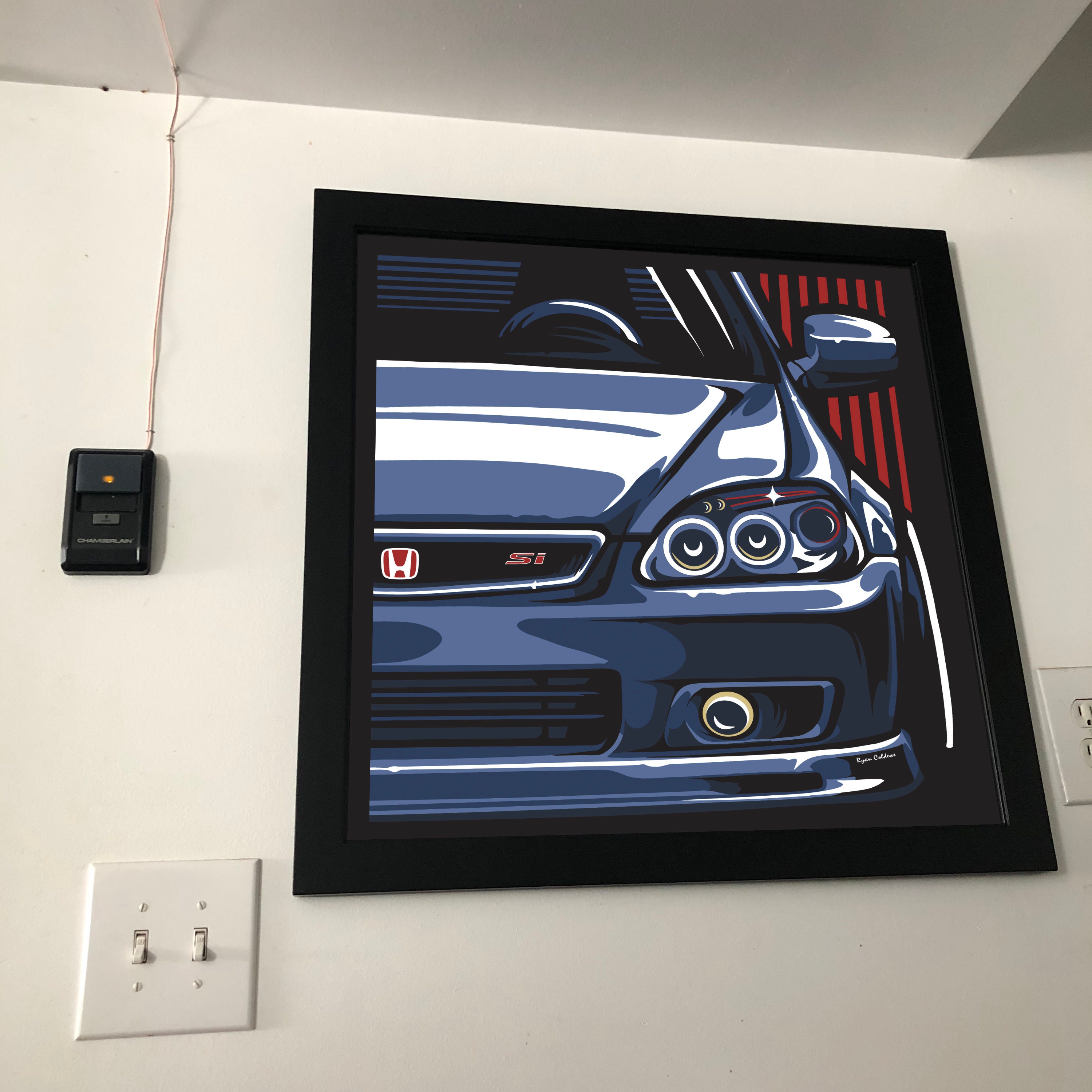 1996-2000 Honda Civic Si EM1 Wall Art Clipart Graphic Design DIGITAL ...