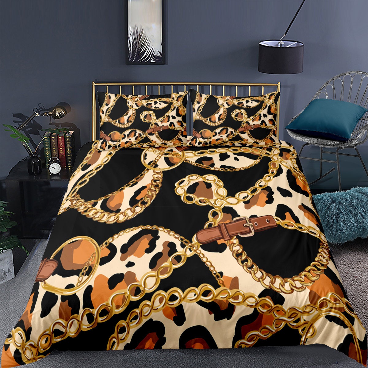 Leopard Print Duvet Cover Set Skin Pattern Of A Wild Safari Etsy