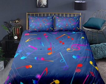 Music Notes Twin Bedding - Etsy