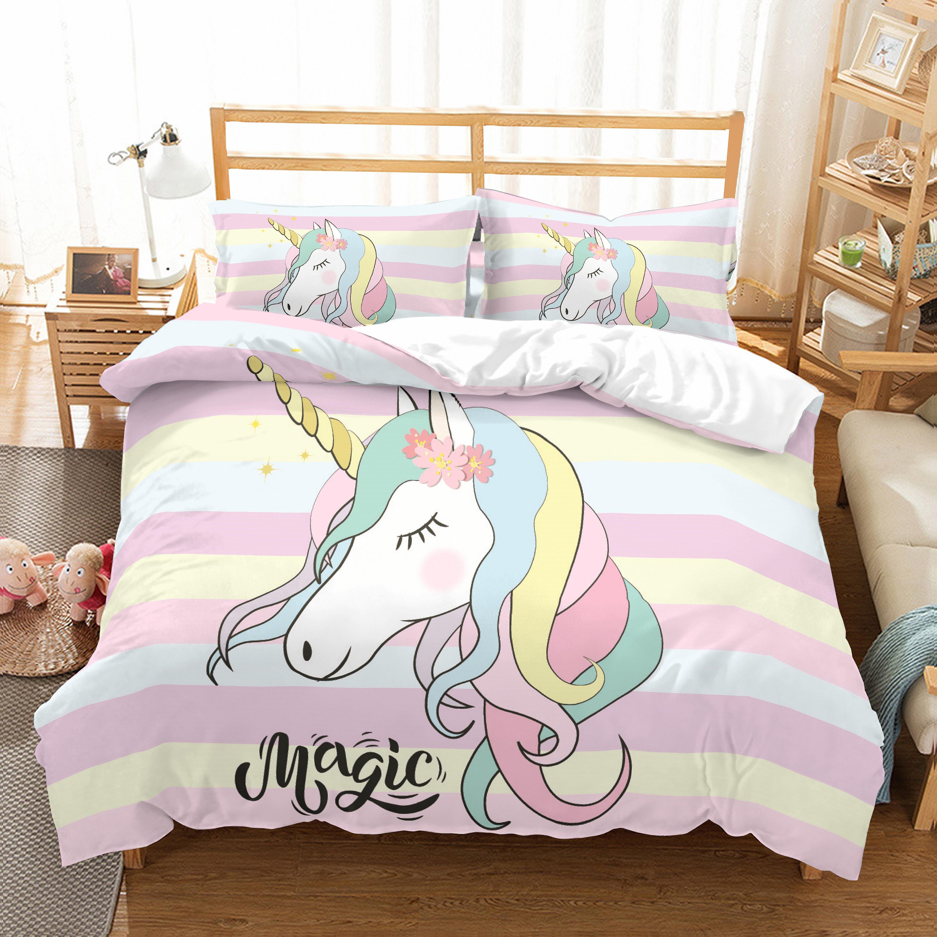 Pink Crescent Unicorn Crib Bedding Set Unicorn Nursery Baby Bedding ...