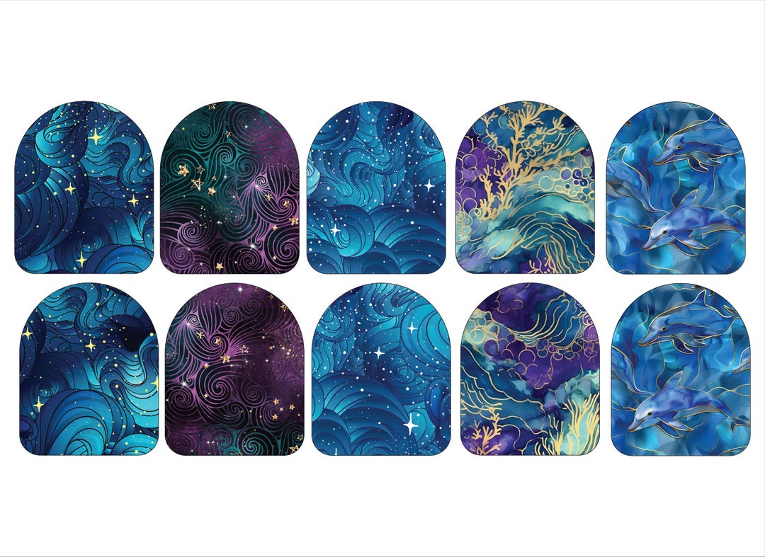 Omnipod Fabric Stickers for Surface of Pod L 10 Pack Pacific Wave ...