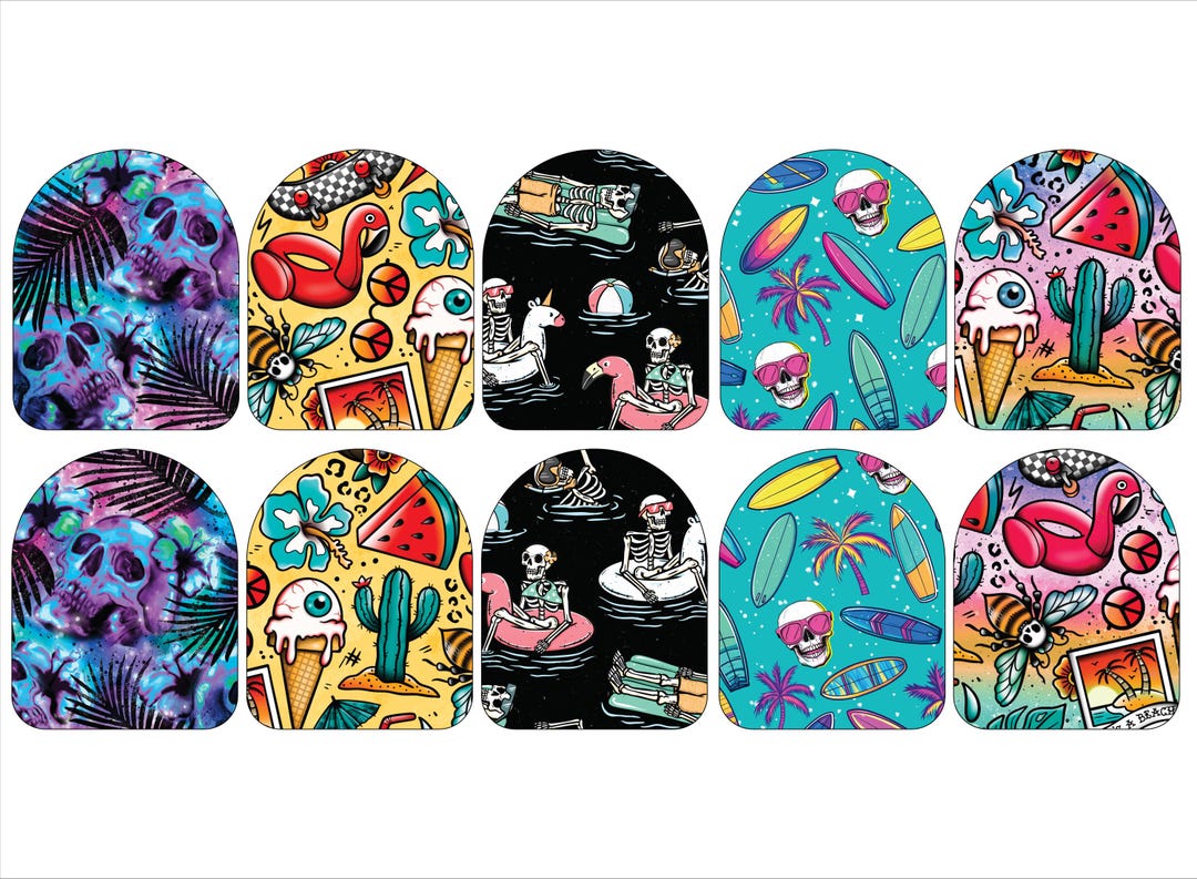 Omnipod Fabric Stickers for Surface of Pod L 10 Pack Alt Summer Omnipod ...
