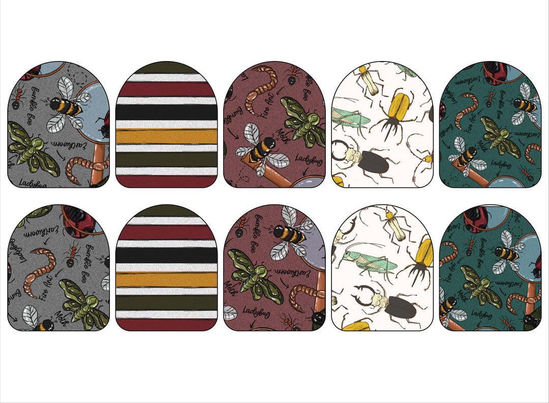 Omnipod Fabric Stickers for Surface of Pod L 10 Pack Bugs Omnipod ...