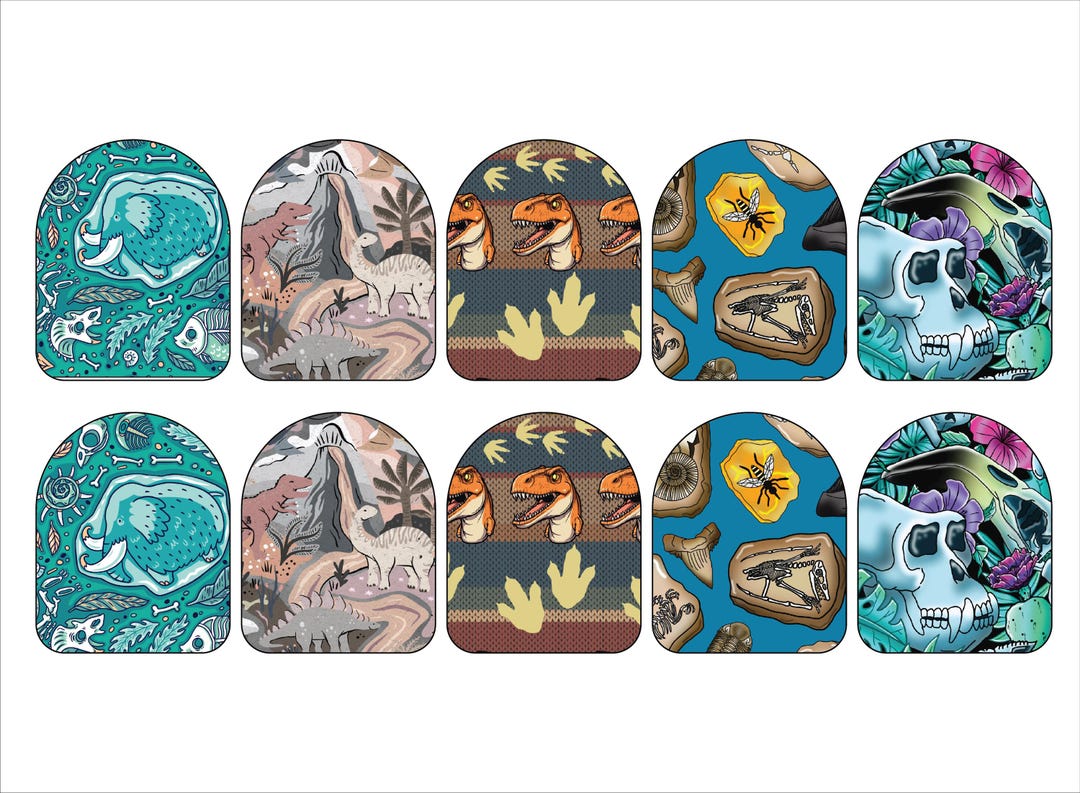 Omnipod Fabric Stickers for Surface of Pod L 10 Pack Prehistoric ...