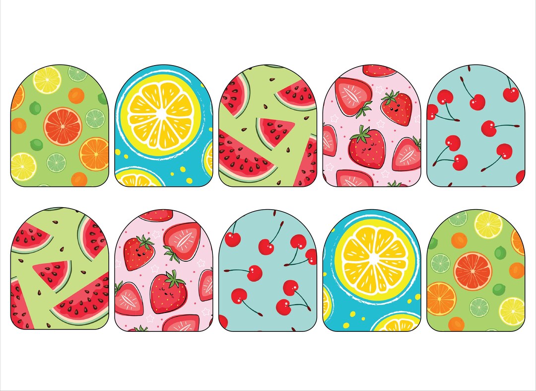 Omnipod Fabric Stickers for Surface of Pod L 10 Pack Fruits Omnipod ...