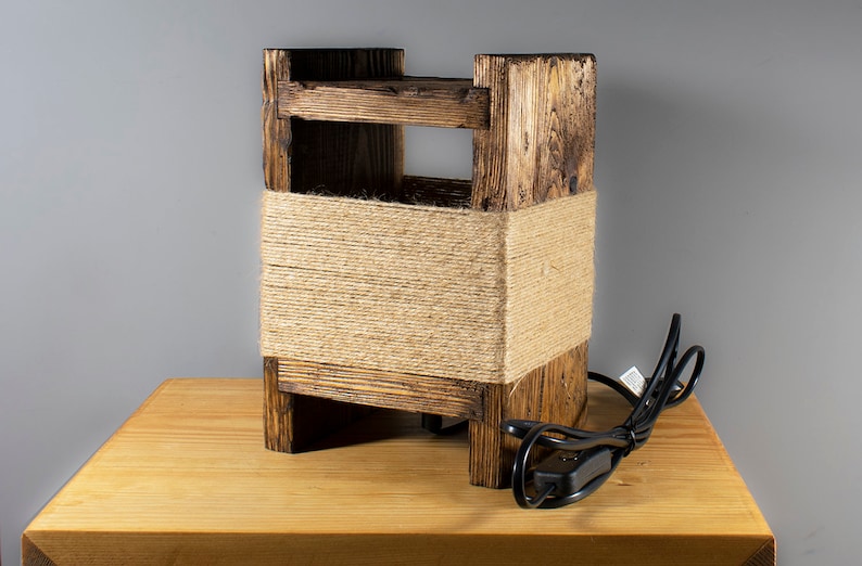 Night Rustical Lamp Wood Holzlampe Desktop Lamp Tabletop | Etsy