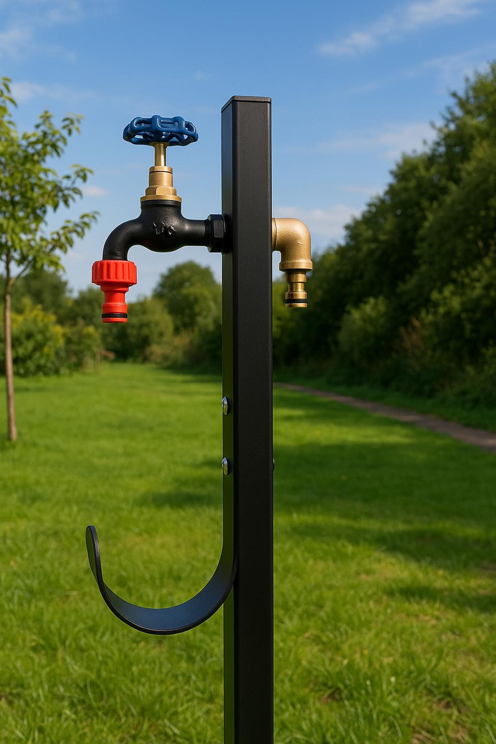 Industrial Garden Tap Stand With Hose Holder: Loft Style Metal Faucet ...