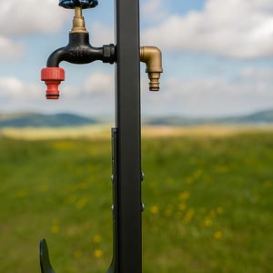 Industrial Garden Tap Stand With Hose Holder: Loft Style Metal Faucet ...