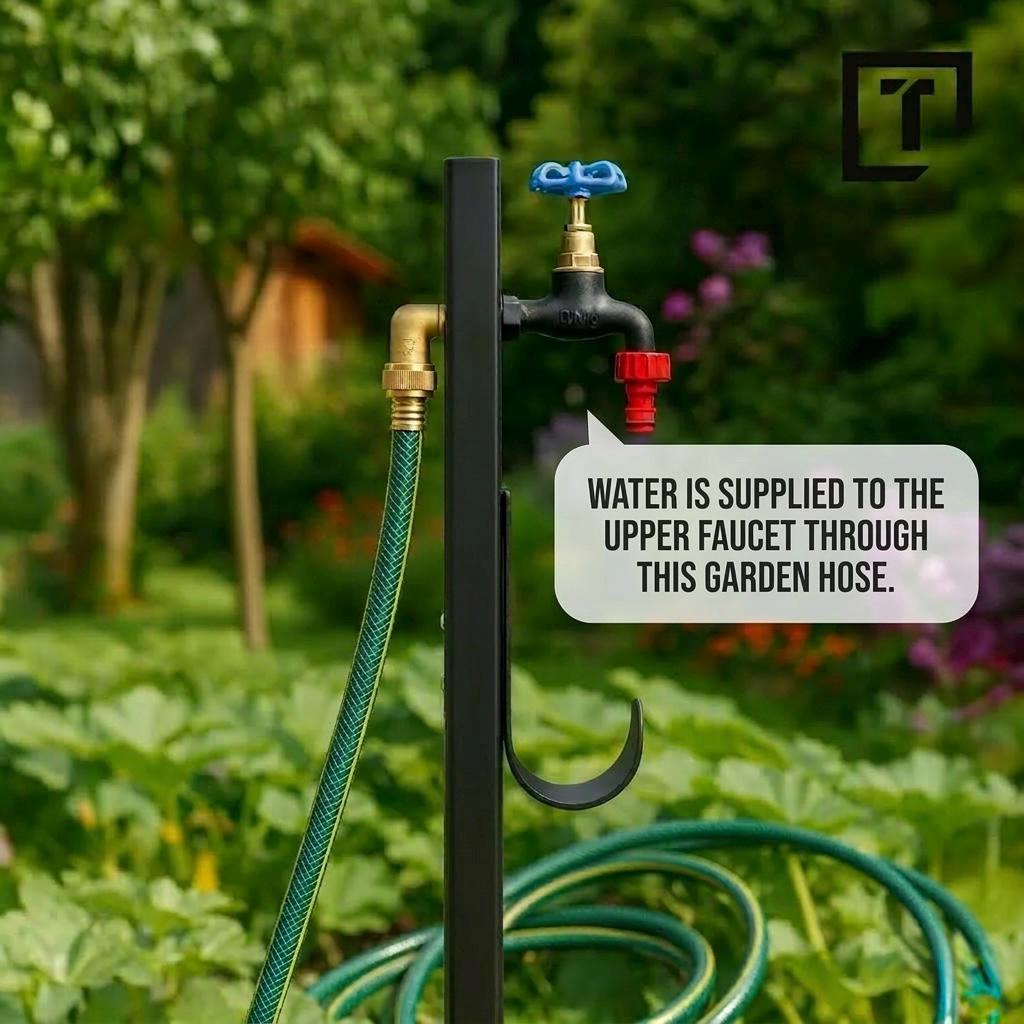 Industrial Garden Tap Stand With Hose Holder: Loft Style Metal Faucet ...