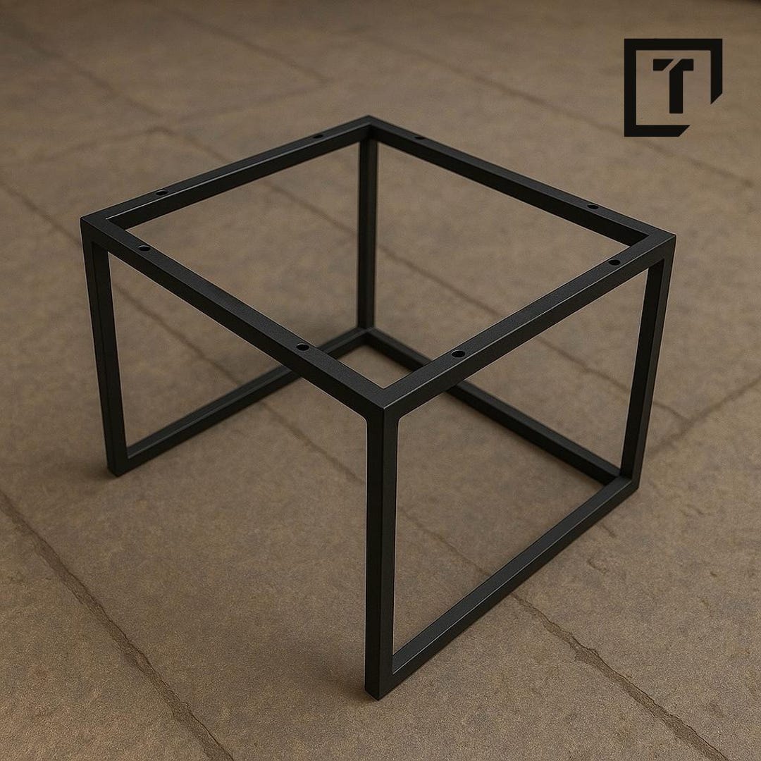 Industrial Steel Cube Table Base: Powder-coated Metal Frame - Etsy