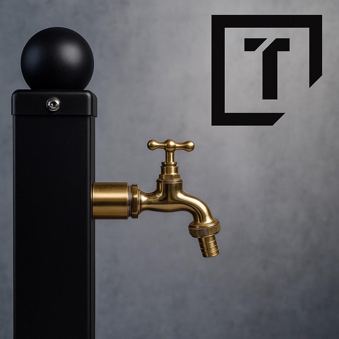 Massive Garden Water Tap: Freestanding Column Faucet, Courtyard Decor ...