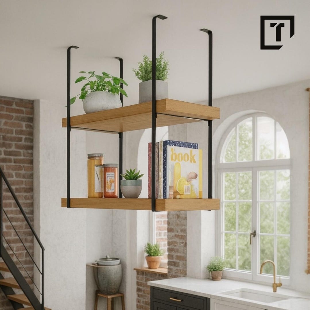 Ceiling Mounted Shelf Bracket: Adjustable Industrial Rustic Steel - Etsy