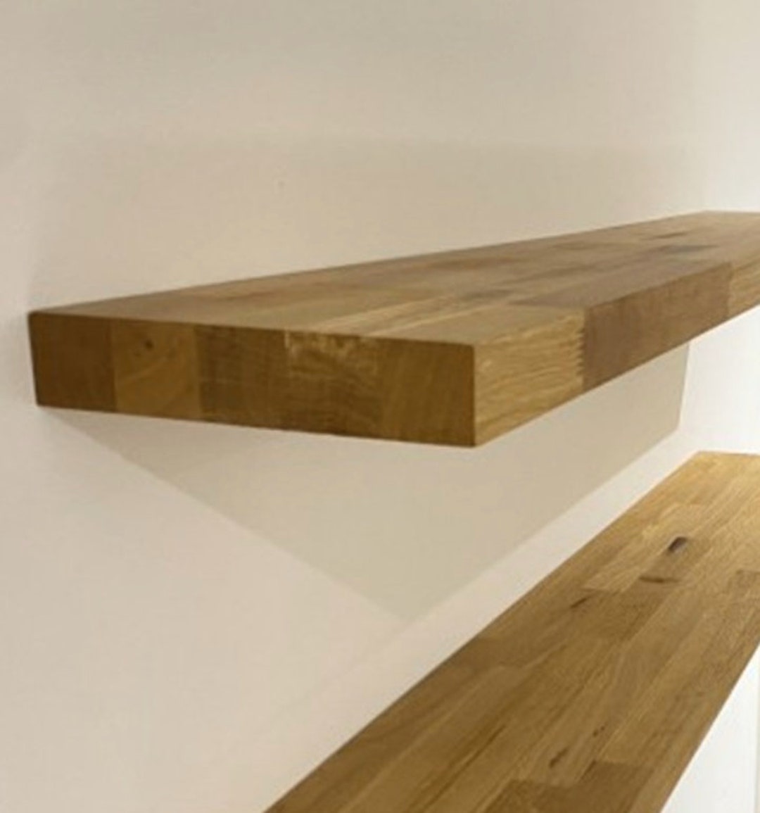 Solid Oak Floating Shelf: Hidden Bracket Wall Mount - Etsy