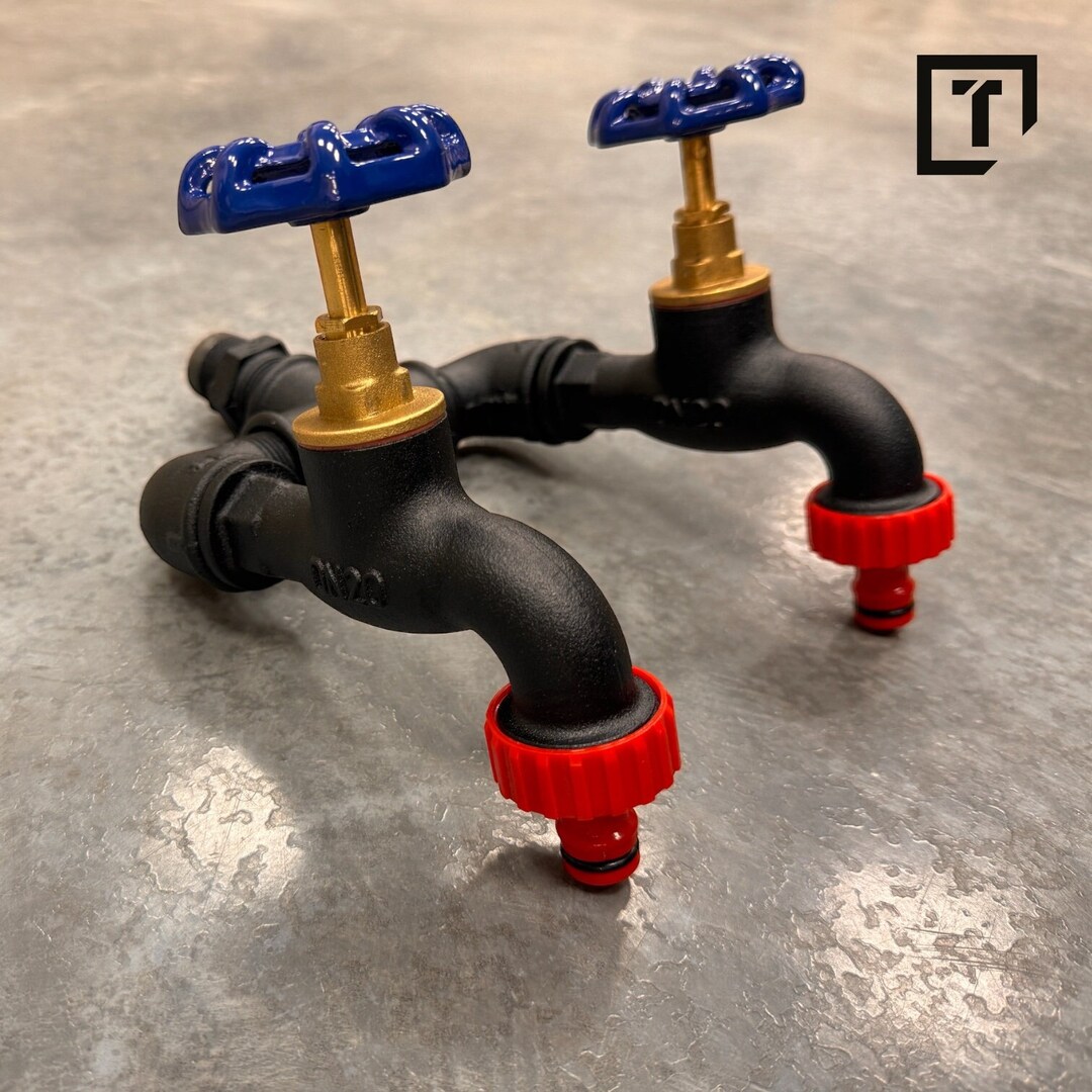 Double Water Tap Loft Black | Water Spout | 3/4 and 1/2 Inch - Etsy