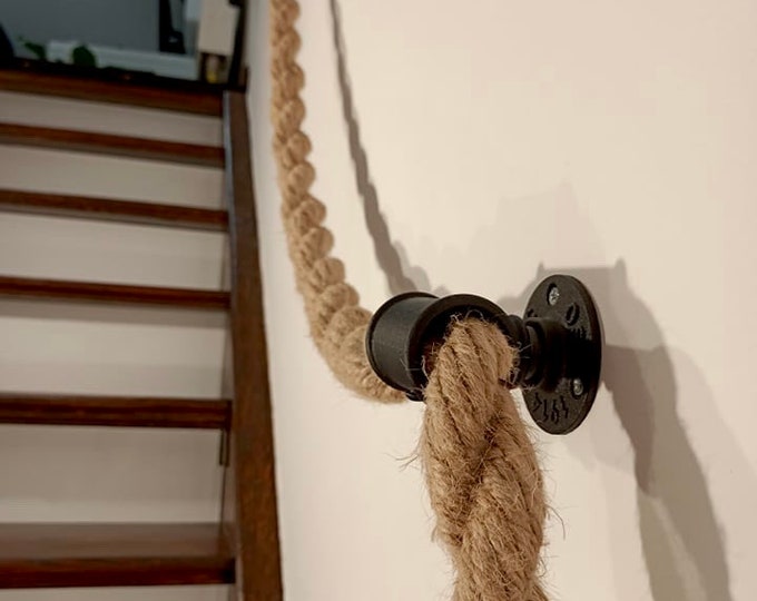 Natural Jute Bannister Handrail Stair Rope Comes With Man Rope Knots ...