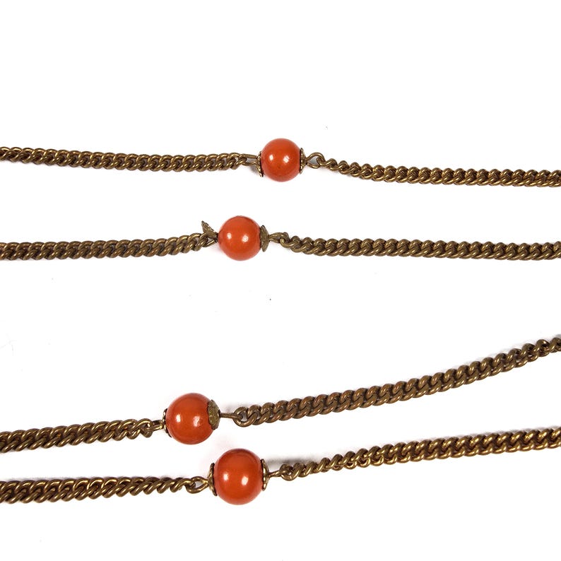 Vintage Millefiori Glass Bead Long Chain Necklace Bronze - 62 ...