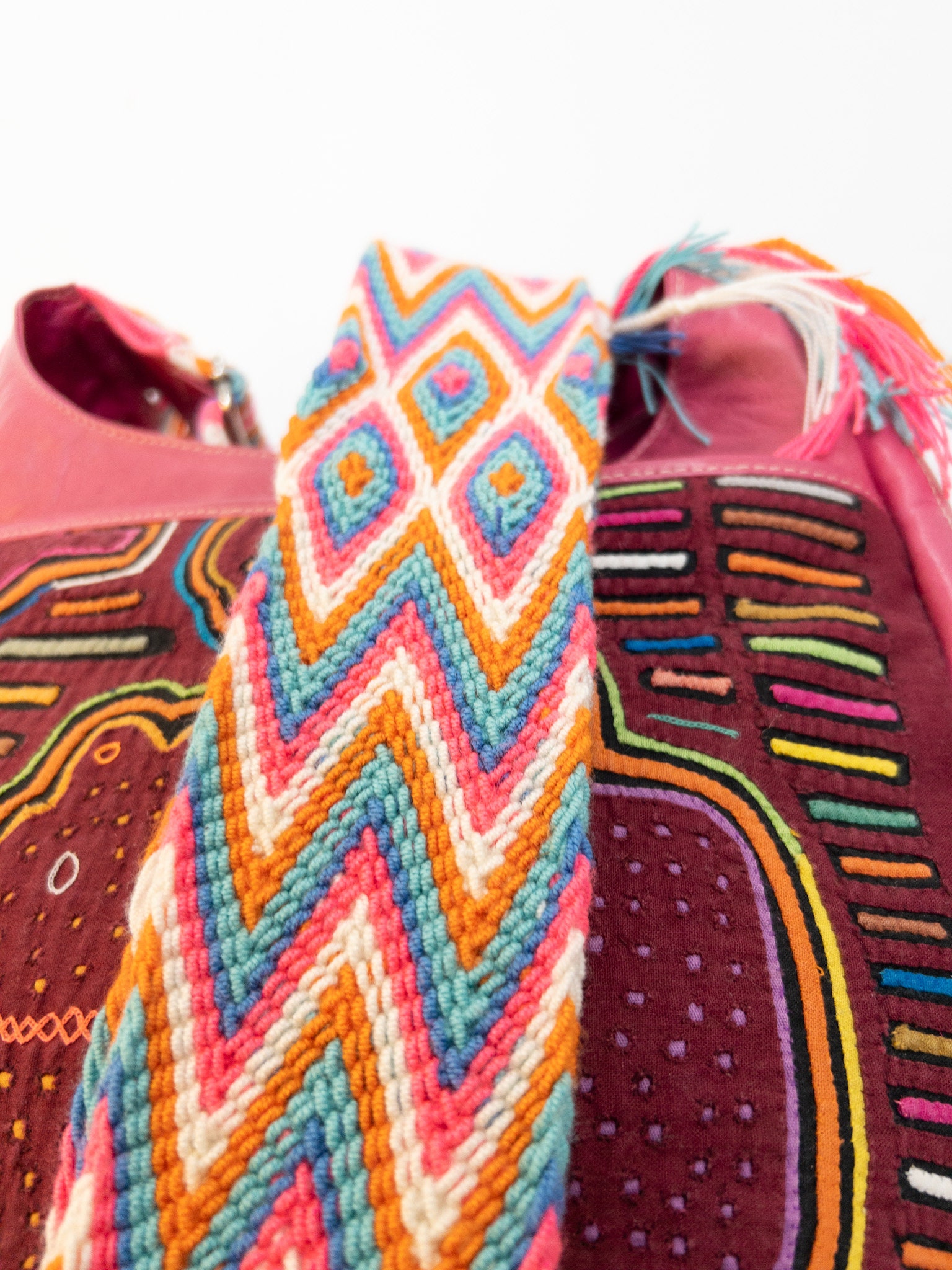 Authentic Colombian Leather Wayuu Bag With Mola Design - Etsy