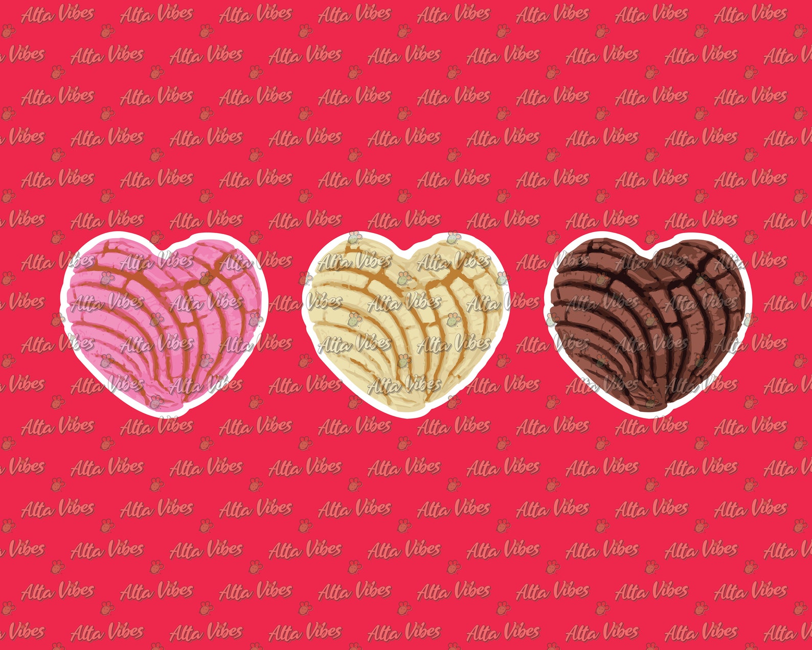 Heart Concha PNG Pack - Concha De Corazon - Pan Dulce Illustration ...