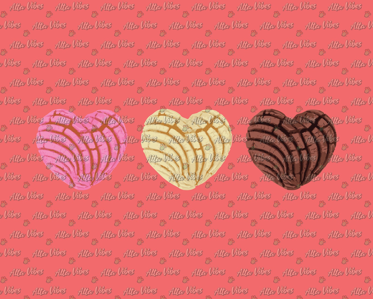 Heart Concha PNG Pack - Concha De Corazon - Pan Dulce Illustration ...