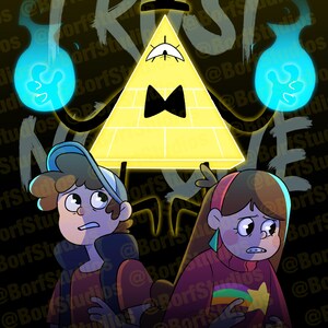 Bill Cipher & Mystery Twins Digital Print - Etsy