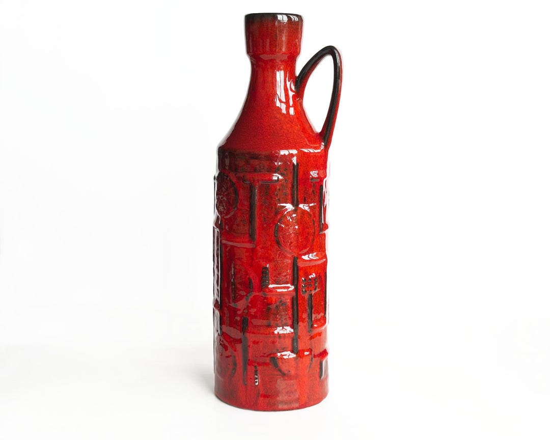 Vintage Ceramic Vase Narvik by Bay Keramik in Red and Black – Mid ...
