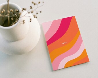 2x1 LOVE Printable Card / Instant Download PDF / Card Template - Pink ...