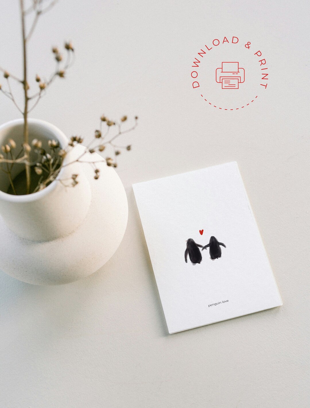 Penguins 2 Printable Card / Instant Download PDF / Card Template ...