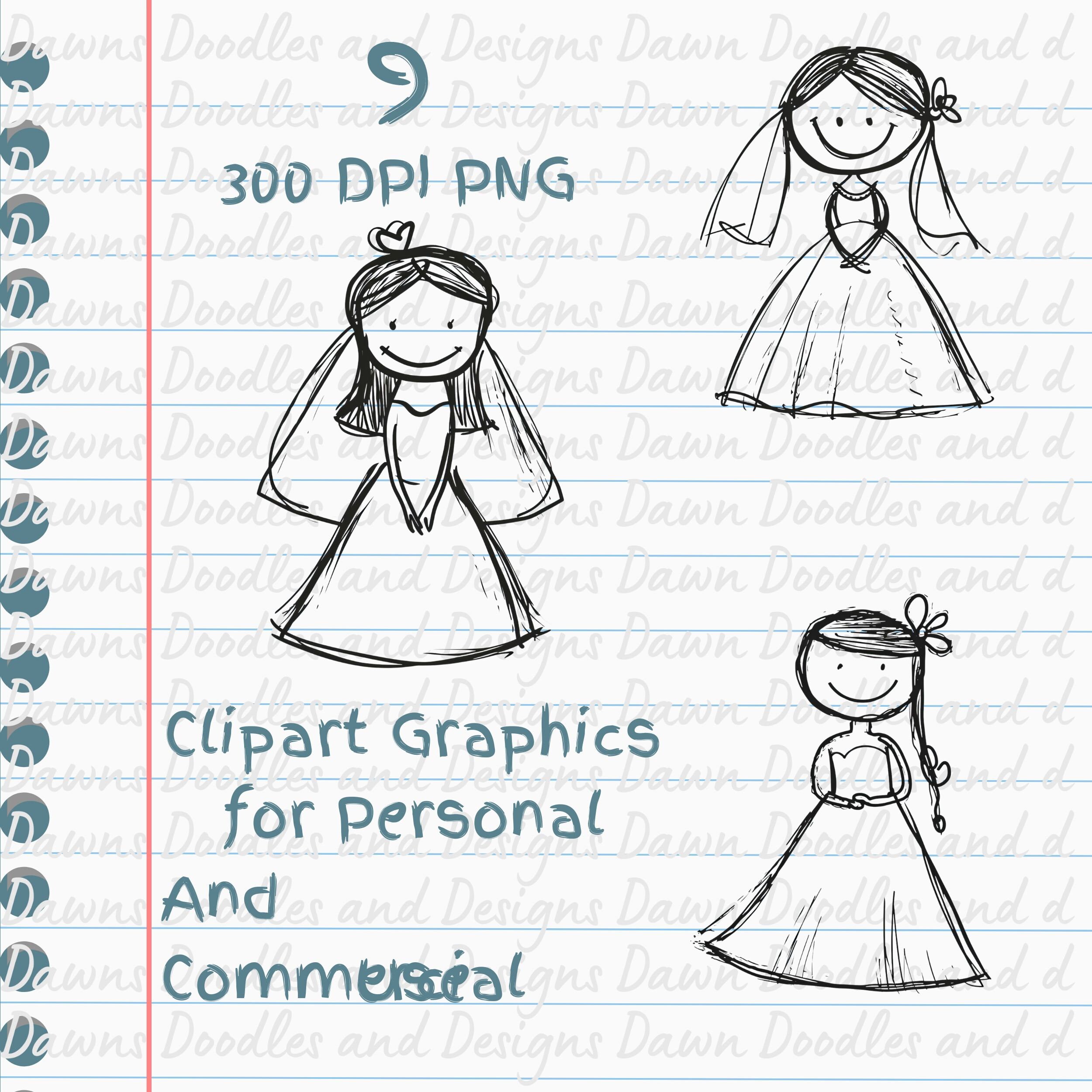 Whimsical Bride Doodle Bundle ~ Wedding Clip Art ~ DIY Wedding~ Wedding ...
